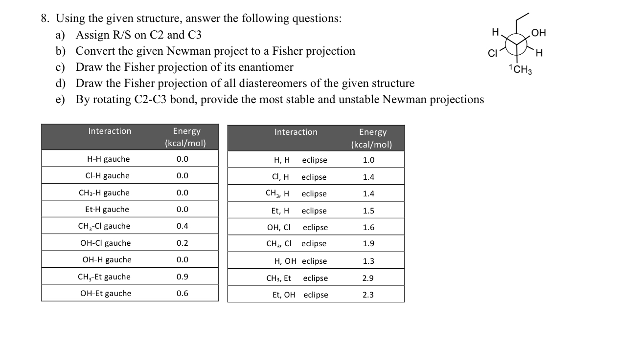 Solved 8. Using the given structure, answer the following | Chegg.com