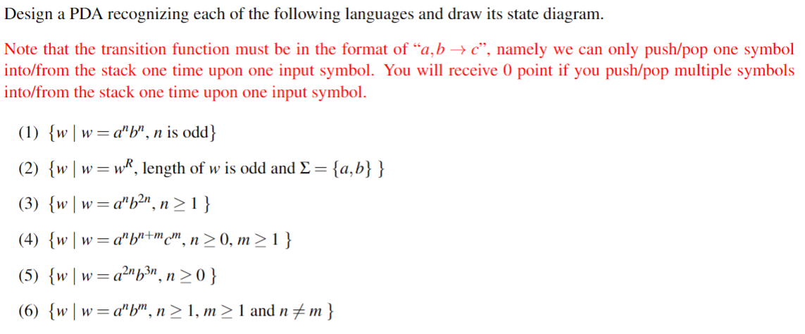 Solved Please provide step by step solutions: Design a PDA | Chegg.com