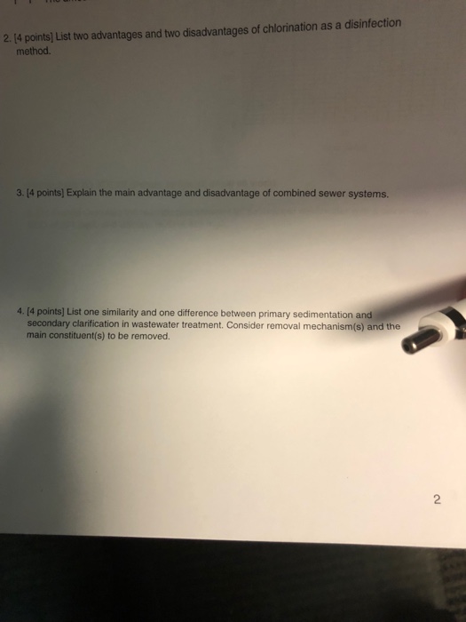 Solved 2. (4 points) List two advantages and two | Chegg.com