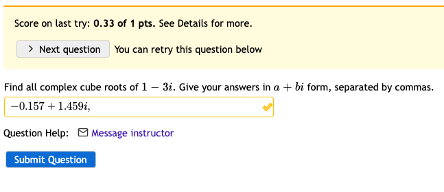 Solved Score on last try: 0.33 of 1 pts. See Details for | Chegg.com