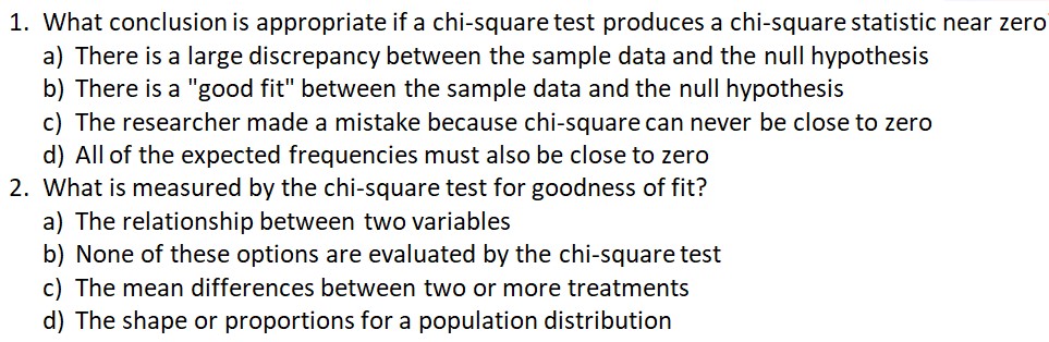 Solved 1. What conclusion is appropriate if a chi-square | Chegg.com