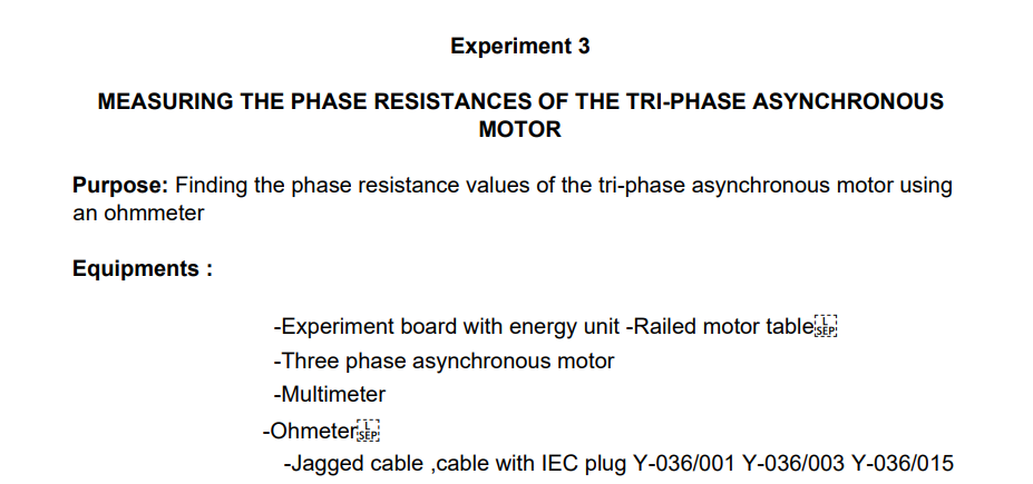 Experiment 3 MEASURING THE PHASE RESISTANCES OF THE | Chegg.com