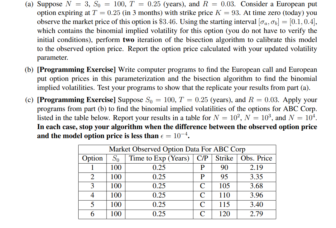 3. Consider the N-step binomial model for the asset | Chegg.com