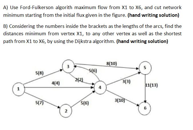 Solved A) Use Ford-Fulkerson algorith maximum flow from X1 | Chegg.com