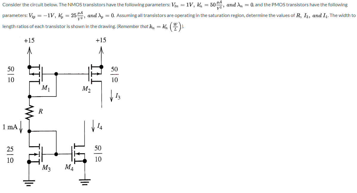 Solved Consider the circuit below. The NMOS transistors have | Chegg.com