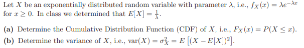 Solved Let X be an exponentially distributed random variable | Chegg.com