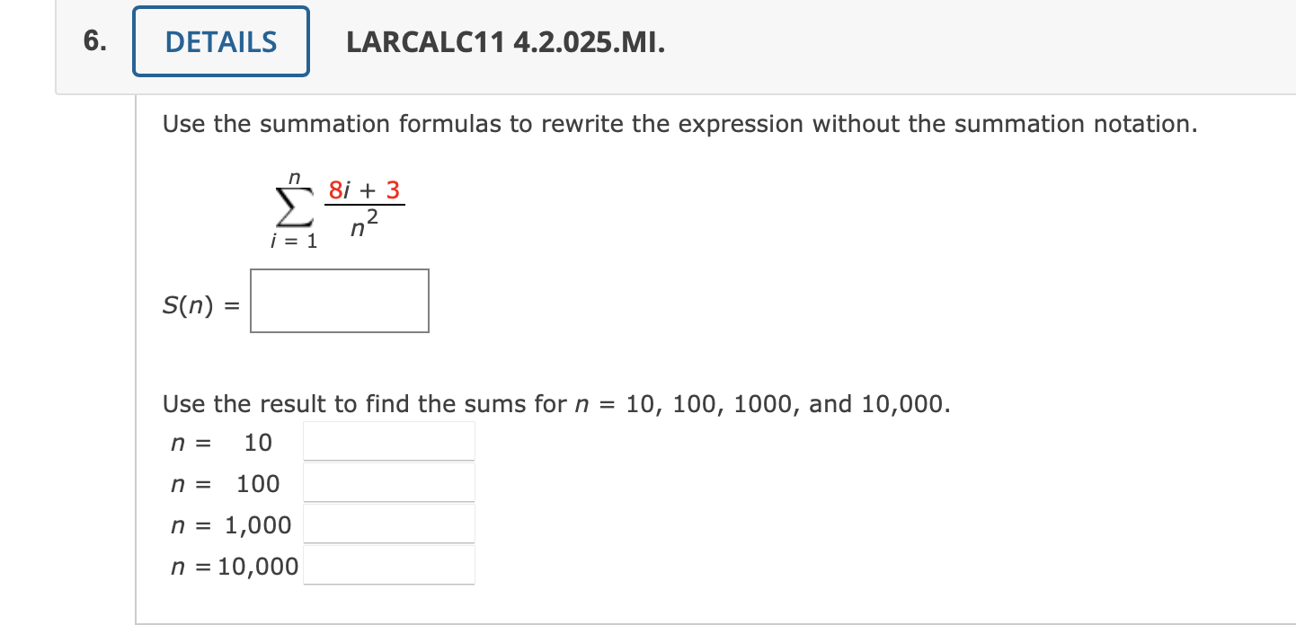 Solved Use The Summation Formulas To Rewrite The Expression 1066
