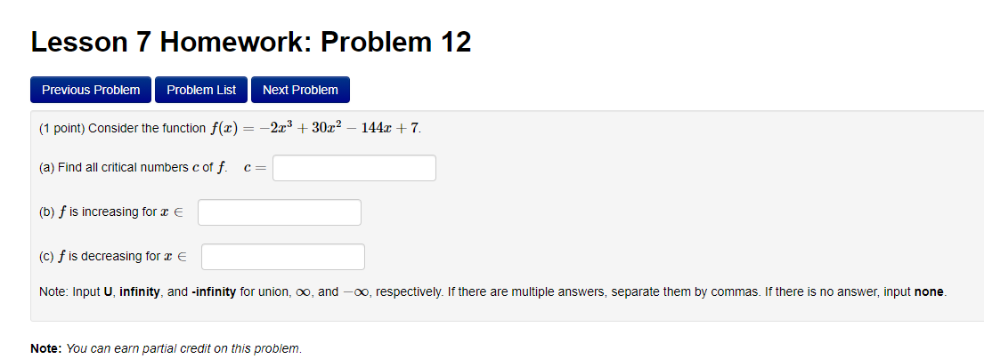 Solved Lesson 7 Homework: Problem 12 Previous Problem | Chegg.com