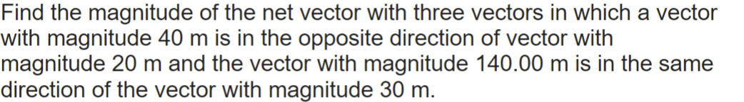 Solved Find the magnitude of the net vector with three | Chegg.com