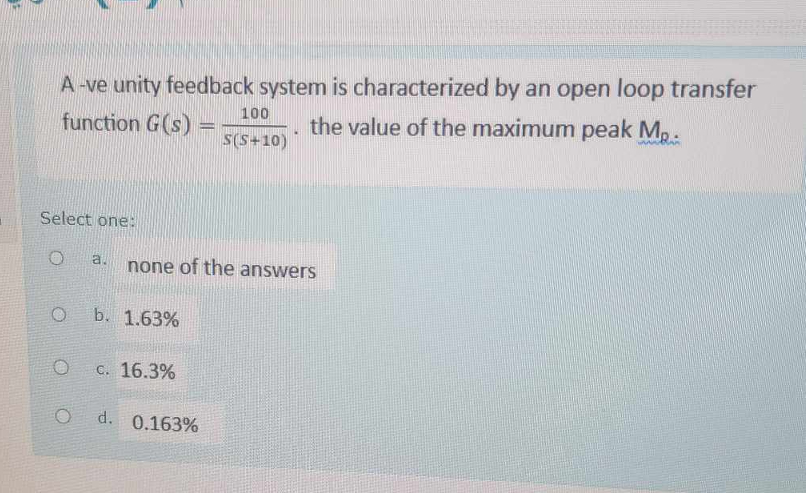 Solved A-ve unity feedback system is characterized by an | Chegg.com