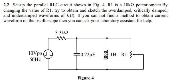 Solved 2.2 ﻿Set-up ﻿the parallel RLC ﻿circuit shown in ﻿Fig. | Chegg.com