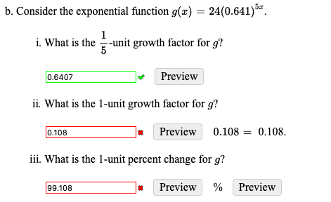 Solved b. Consider the exponential function g x) | Chegg.com