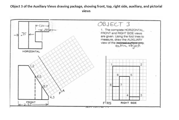 Solved Object 3 of the Auxiliary Views drawing package, | Chegg.com