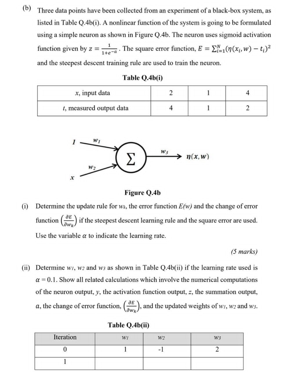 Solved (b) Three data points have been collected from an | Chegg.com