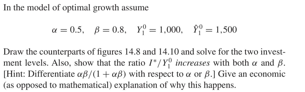 Solved In the model of optimal growth assume a = 0.5, B = | Chegg.com