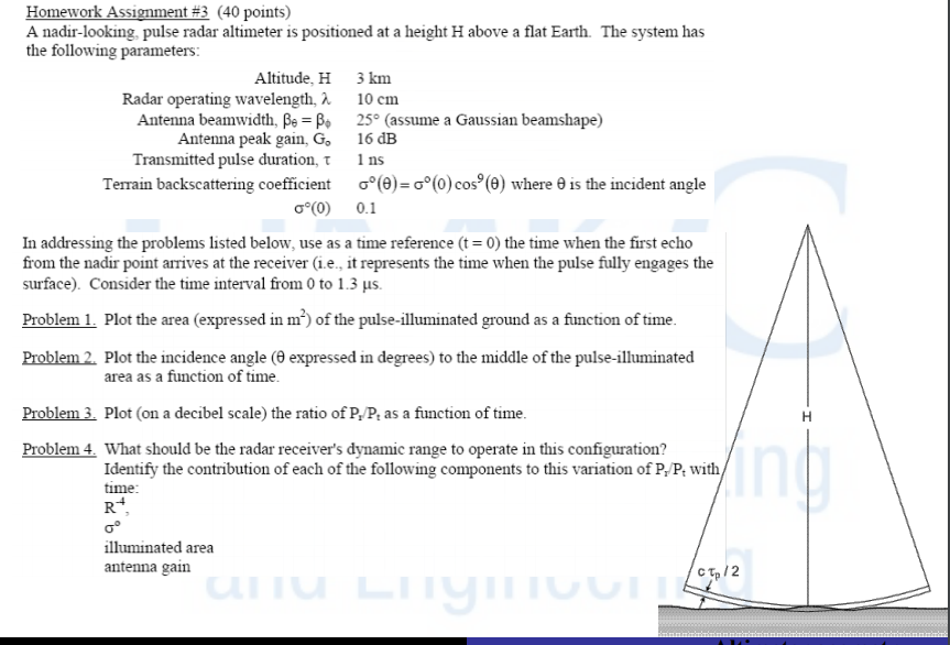 Homework Assignment #3 (40 points) A nadir-looking | Chegg.com