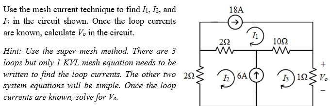 Solved 18A 11 292 1022 Use the mesh current technique to | Chegg.com