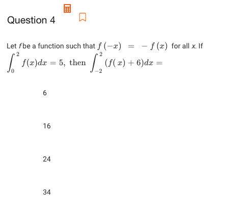 Solved Question 4 Let fbe a function such that f(-x) = -f(x) | Chegg.com