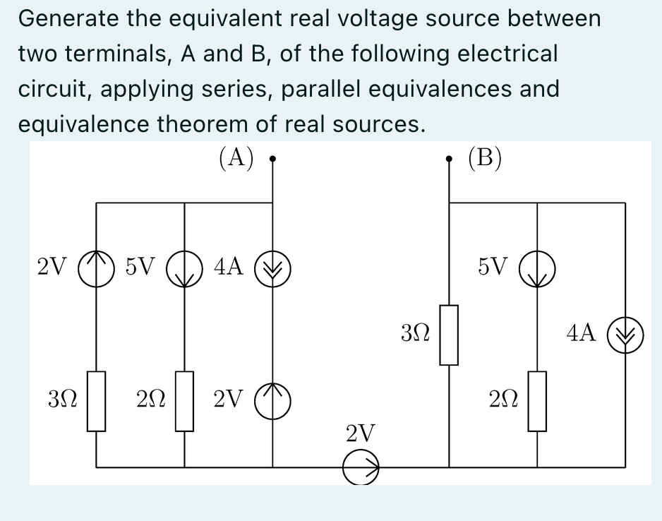 Solved Generate the equivalent real voltage source between | Chegg.com