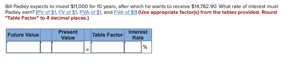 Solved Bill Padley expects to invest $11,000 for 10 years, | Chegg.com