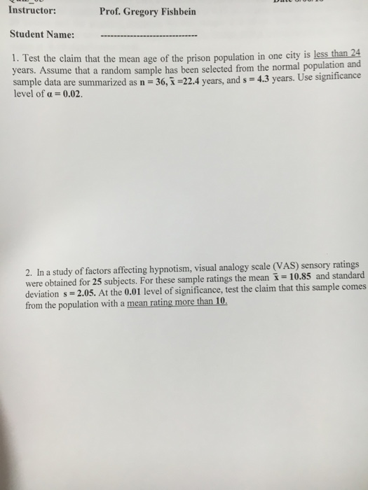 Solved Instructor: Prof. Gregory Fishbein Student Name: 1. | Chegg.com