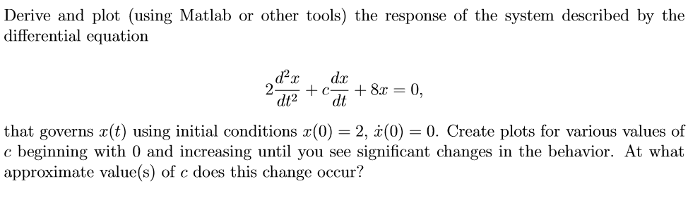 Solved Derive and plot (using Matlab or other tools) the | Chegg.com