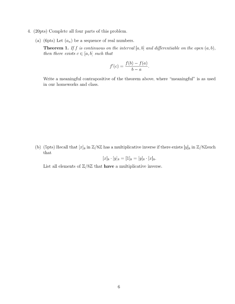 Solved 4. (20pts) Complete all four parts of this problem. | Chegg.com Solved 4. (20pts) Complete all four parts of this problem. | Chegg.com