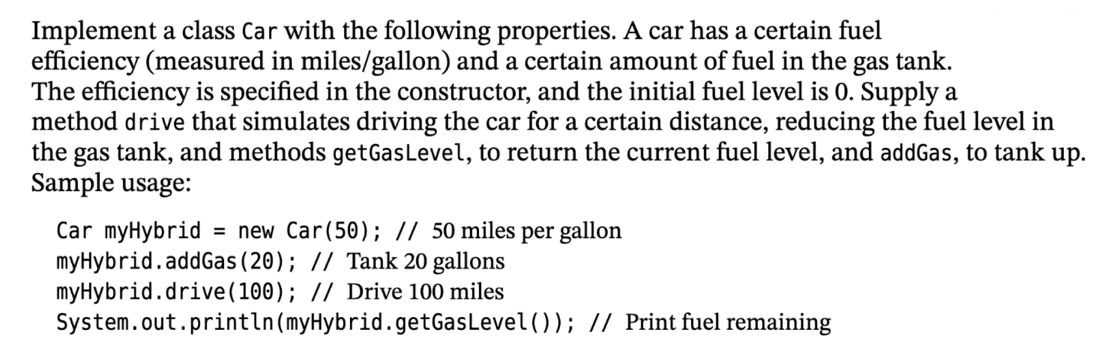 Solved Implement a class Car with the following properties. | Chegg.com