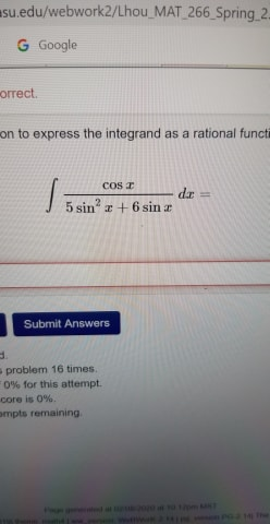 Solved asu.edu/webwork2/Lhou_MAT_266 Spring 2 G Google | Chegg.com