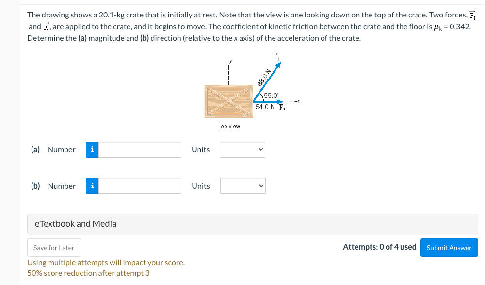 Solved The drawing shows a 20.1−kg crate that is initially | Chegg.com