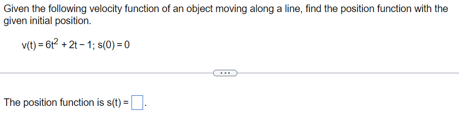 Solved Given the following velocity function of an object | Chegg.com