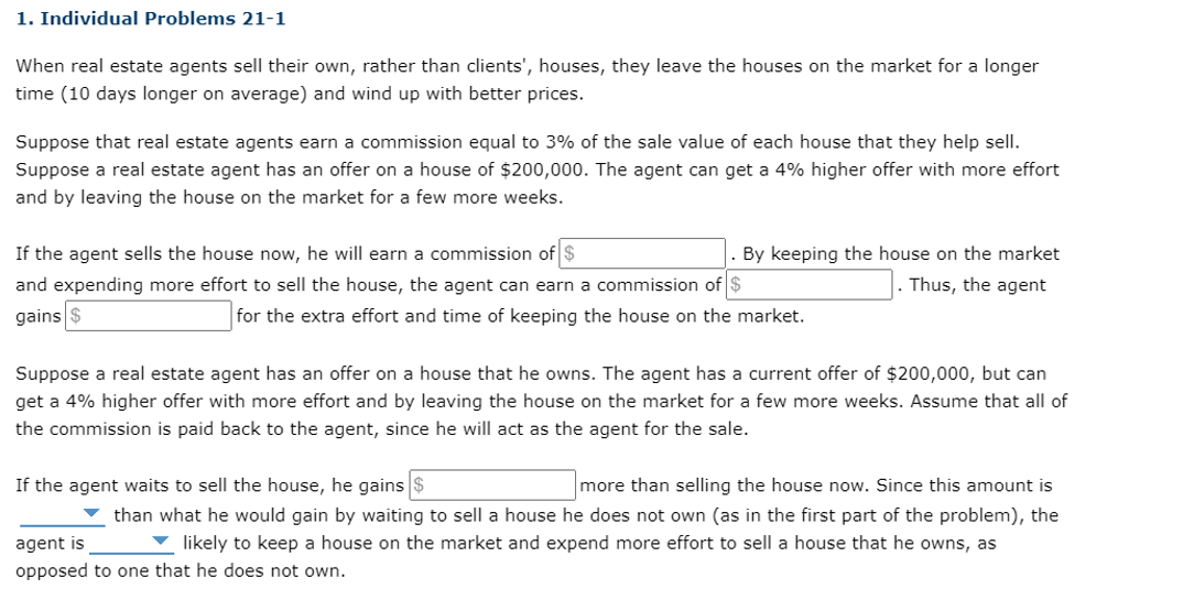 Solved 1. Individual Problems 21-1 When real estate agents | Chegg.com
