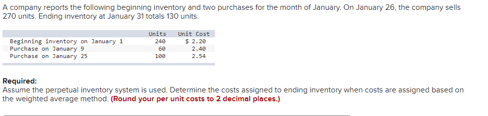 Solved A company reports the following beginning inventory | Chegg.com