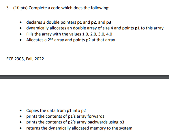 Solved 3. (10 pts) Complete a code which does the following: | Chegg.com