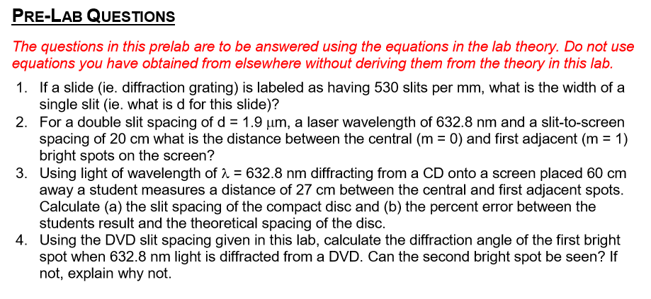 Solved PRE-LAB QUESTIONS The questions in this prelab are to | Chegg.com
