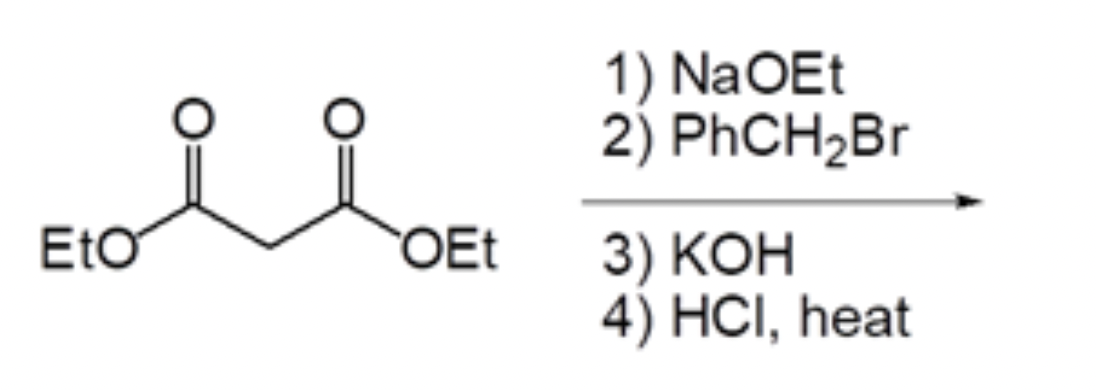Solved 1) NaOET 2) PhCH2Br Eto OEt 3) KOH 4) HCI, heat | Chegg.com
