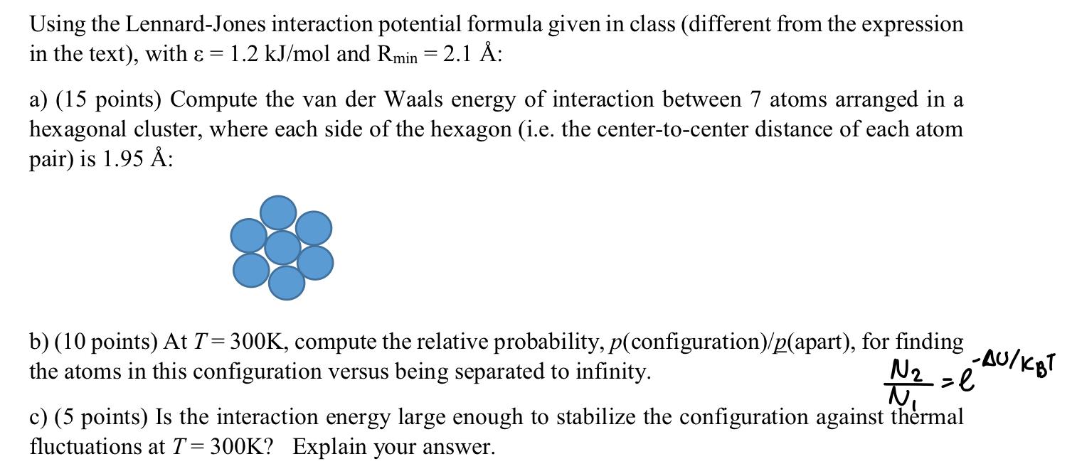 Solved Using the Lennard-Jones interaction potential formula | Chegg.com
