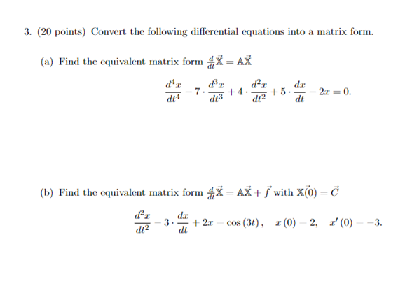 (20 points) Convert the following differential | Chegg.com
