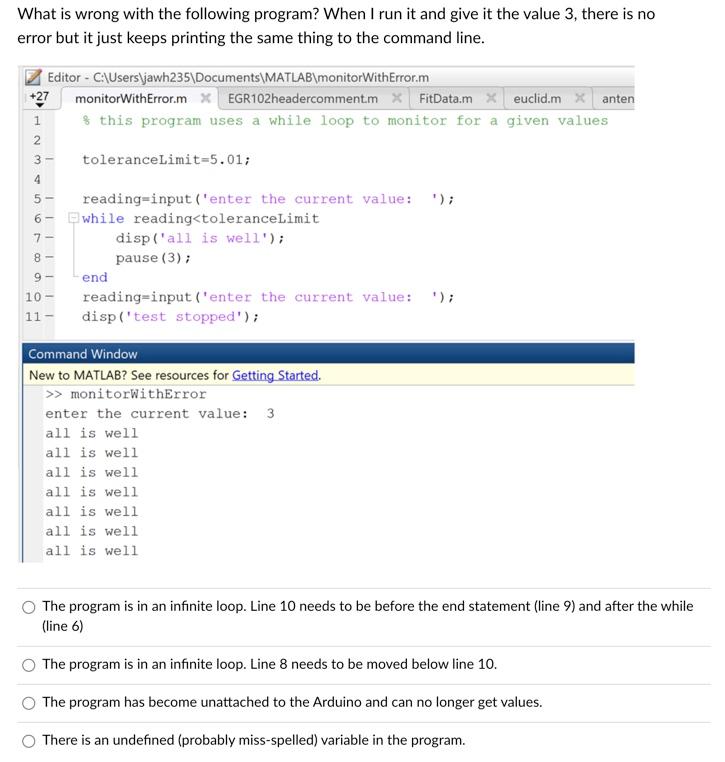Solved What is wrong with the following program? When I run | Chegg.com