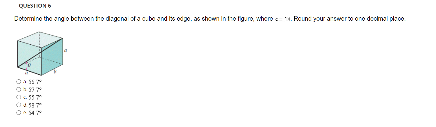 Solved Determine the angle between the diagonal of a cube | Chegg.com