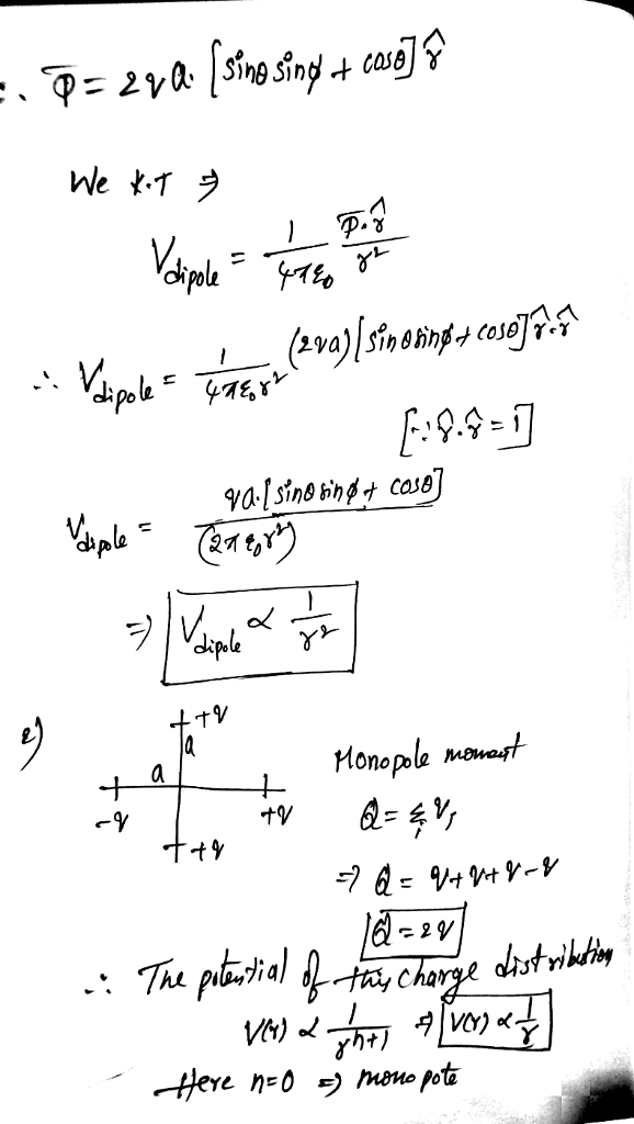 Solved 1. Calculate the monopole and dipole moment of the | Chegg.com
