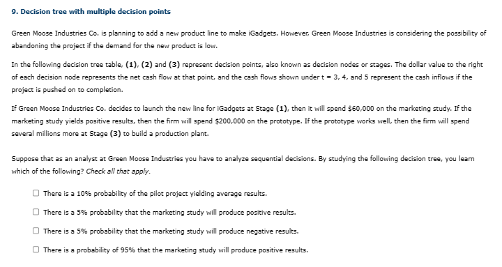9. Decision tree with multiple decision points Green | Chegg.com