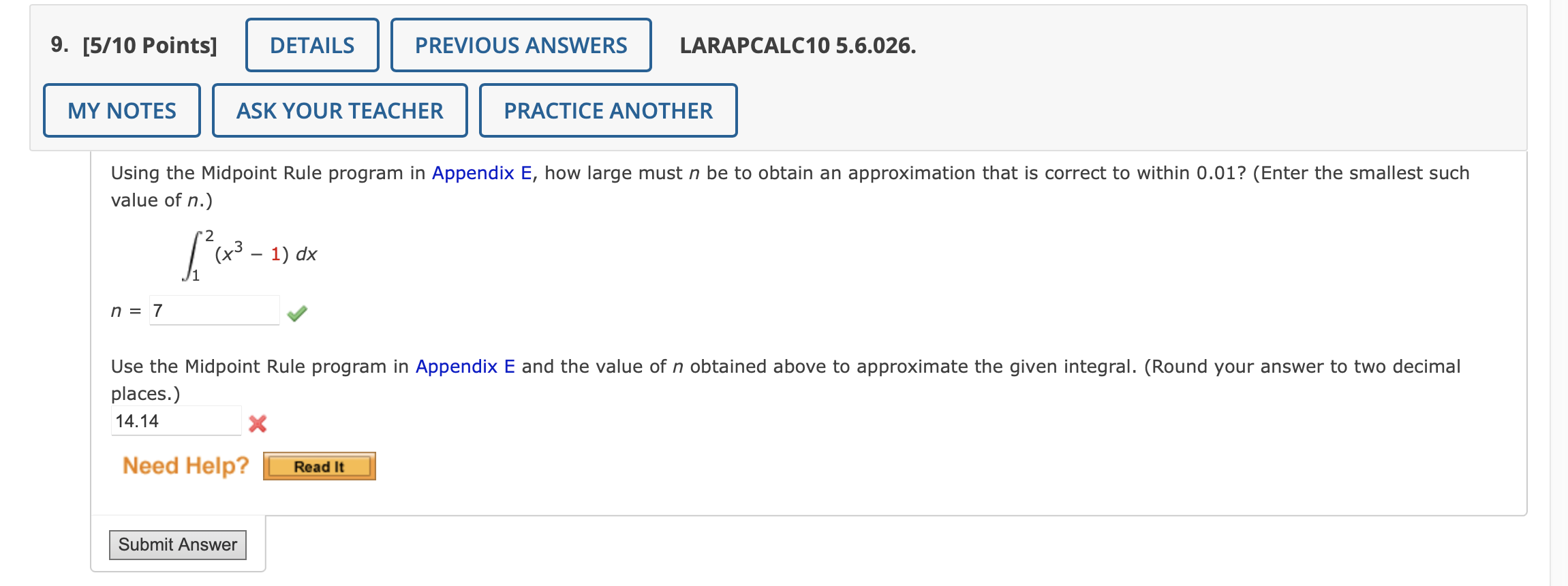 Solved n=∫12(x3−1)dx Use the Midpoint Rule program in | Chegg.com