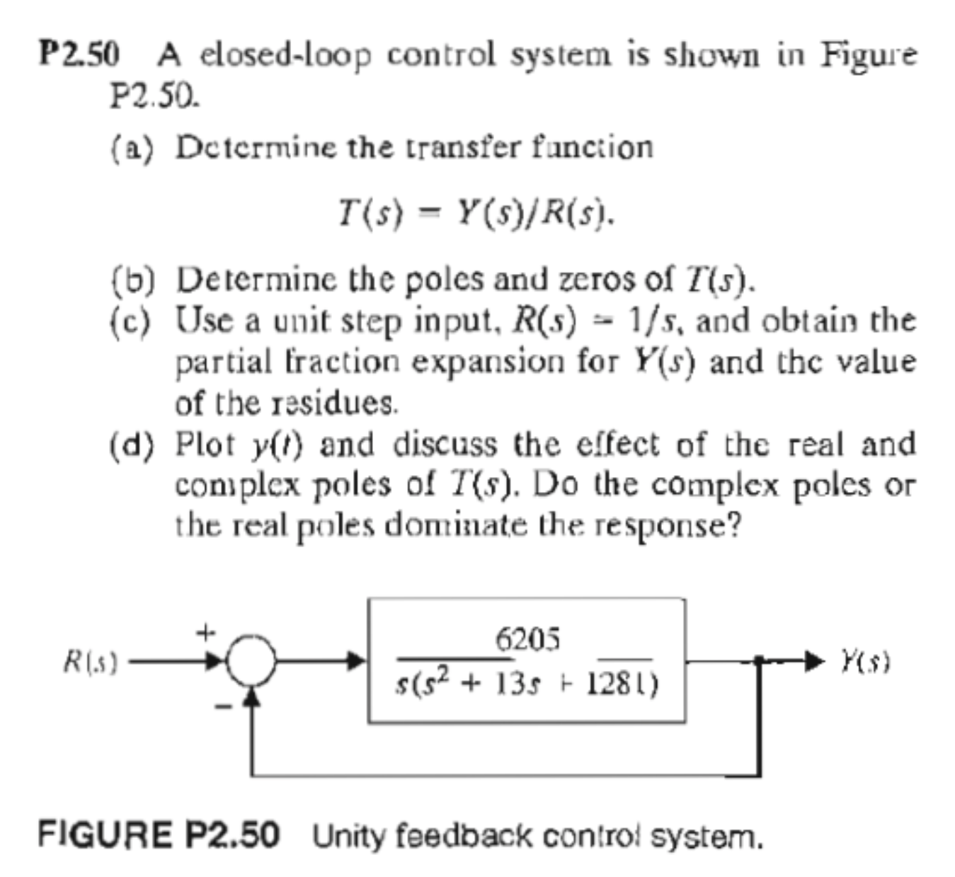 Solved P2.50 ﻿A elosed-loop control system is shown in | Chegg.com