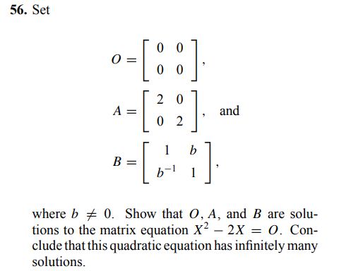 Solved 56. Set 0 0 0= 0 0 2 0 A= 1 and 02 [ - [w::] 1 b B b- | Chegg.com