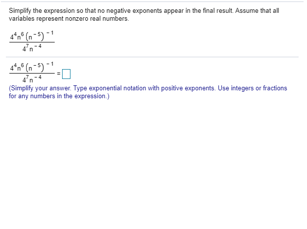 Solved Simplify the expression so that no negative exponents | Chegg.com