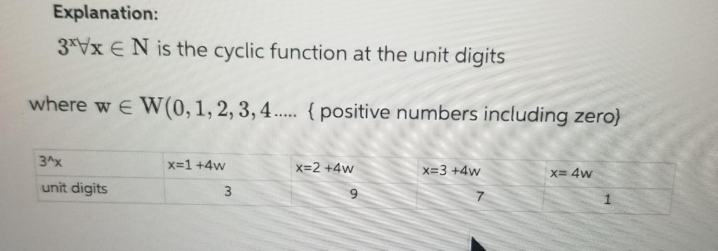 Solved Explanation: 3x∀x∈N is the cyclic function at the | Chegg.com