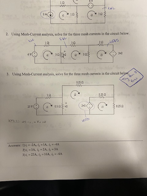 Solved 2. Using Mesh-Current analysis, solve for the three | Chegg.com