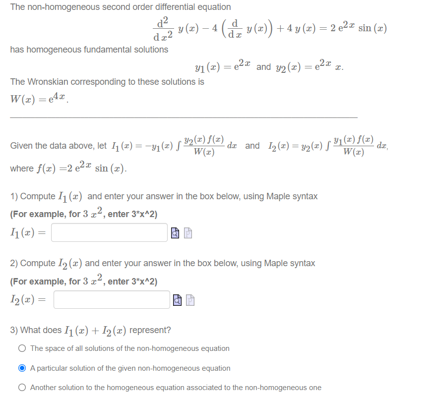 Solved The non-homogeneous second order differential | Chegg.com