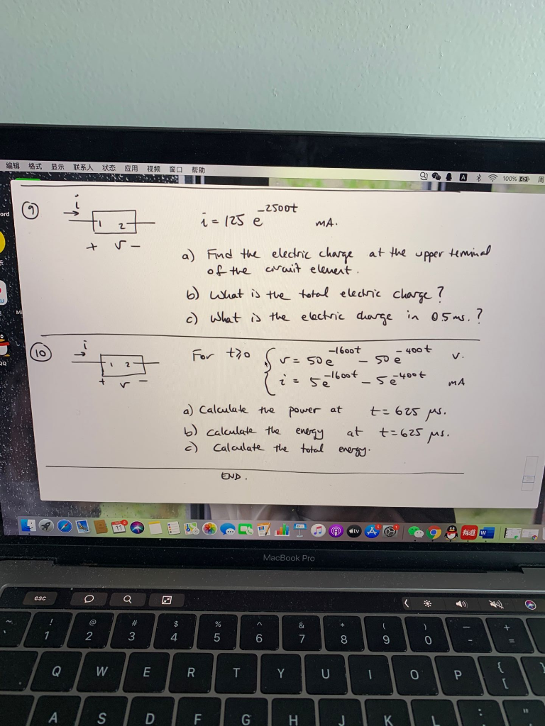 Solved 格式显示 联系人 状态 应用 现财窗口 帮助 100% 6 2 HW #2 Problens: E-6V | Chegg.com